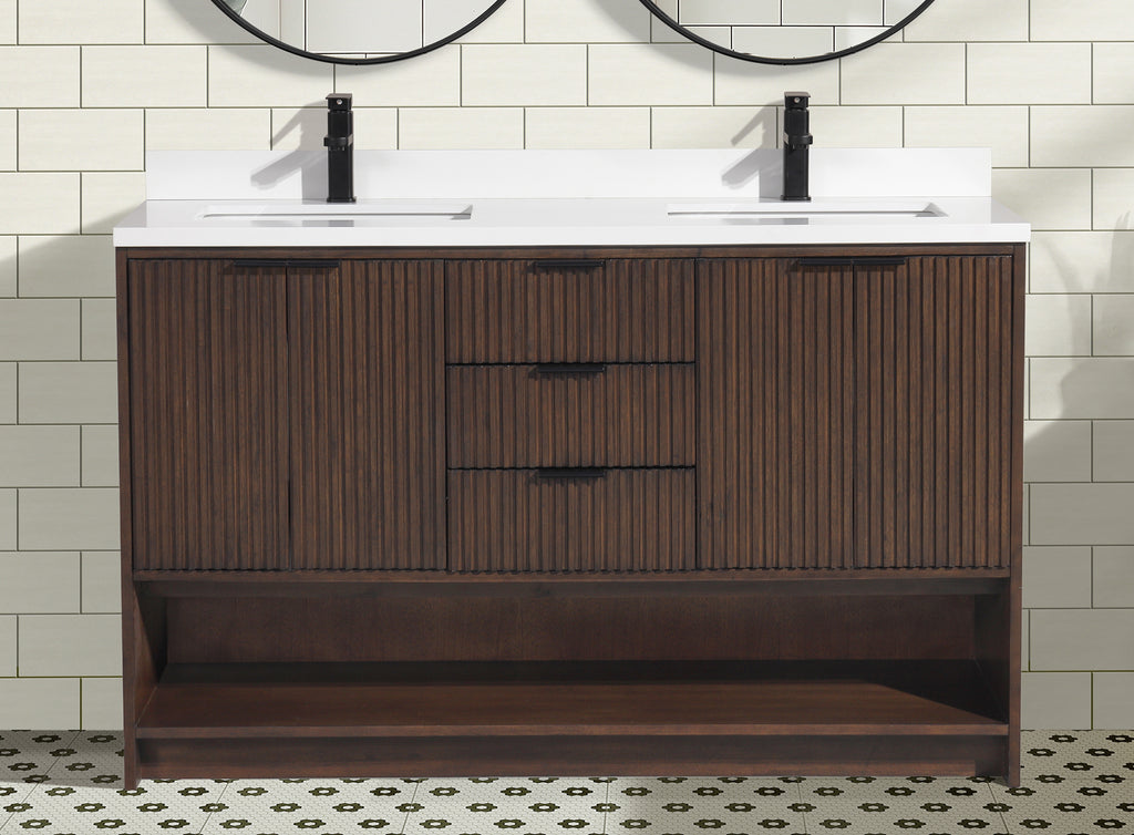 San Diego 55" Freestanding Bathroom Vanity Walnut – Ari Kitchen & Bath