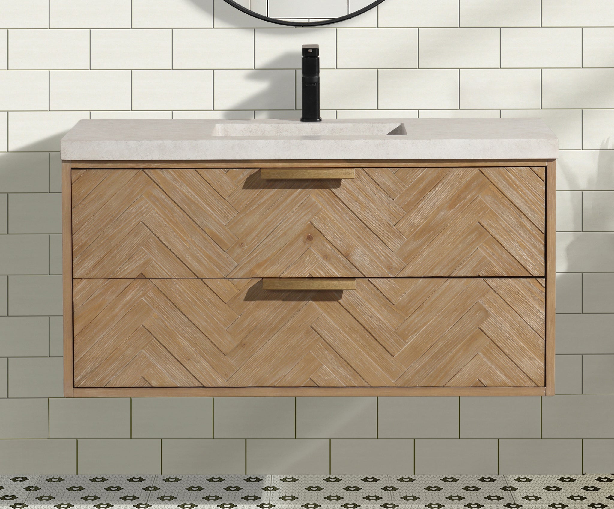 Carlsbad 42" Floating Bathroom Vanity Weathered Fir – Ari Kitchen & Bath
