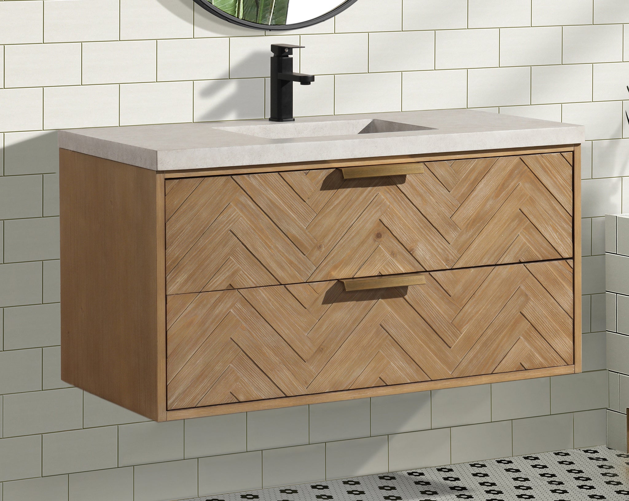Carlsbad 42" Floating Bathroom Vanity Weathered Fir – Ari Kitchen & Bath
