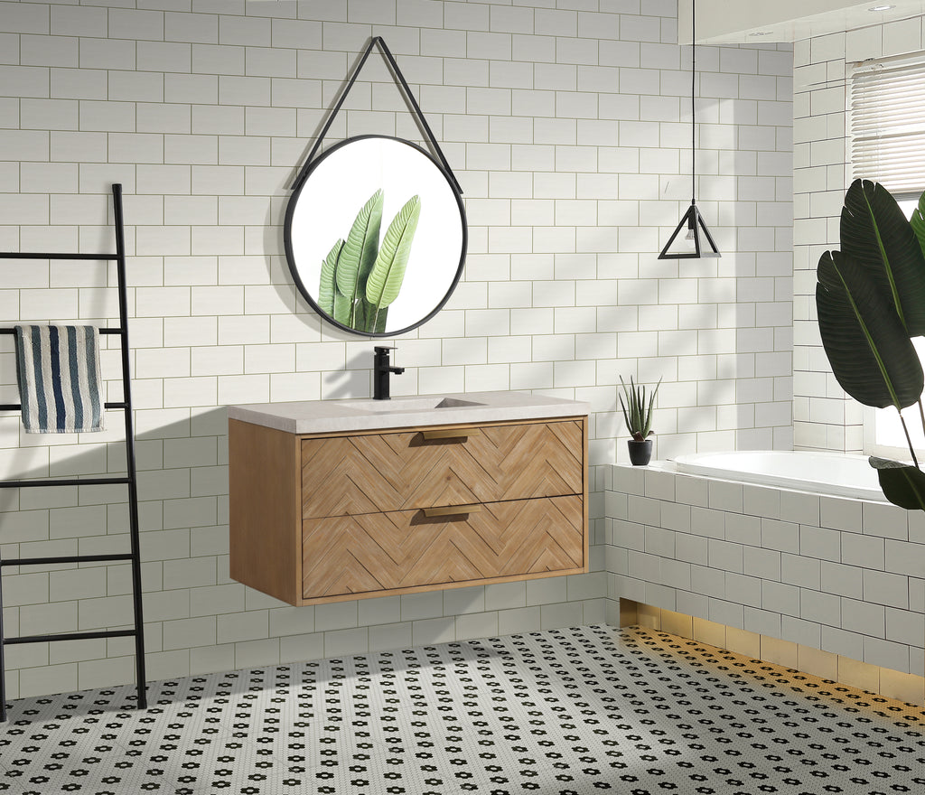 Carlsbad 42" Floating Bathroom Vanity Weathered Fir – Ari Kitchen & Bath