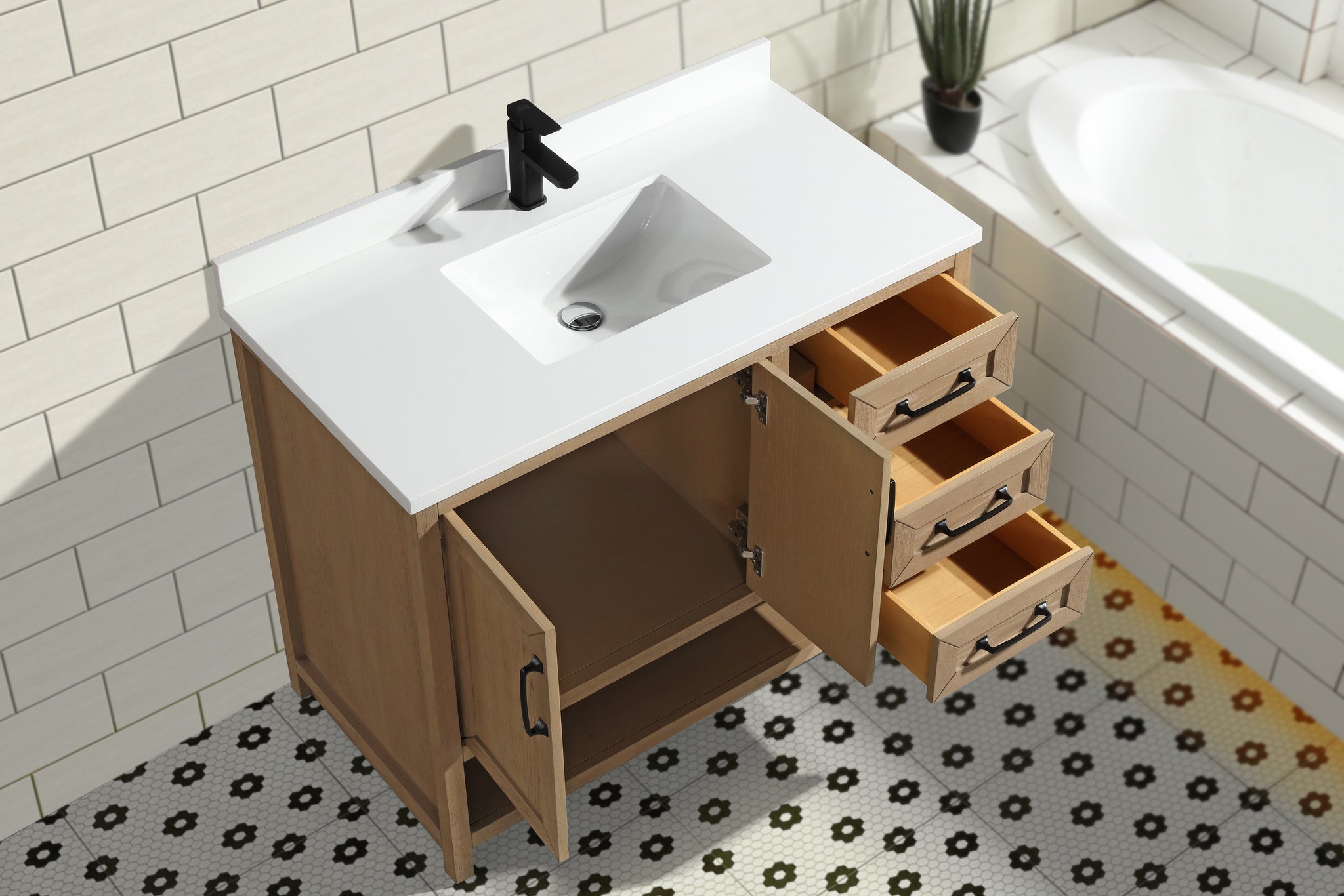 Venice 42" Bathroom Vanity Oak Gray Finish – Ari Kitchen & Bath