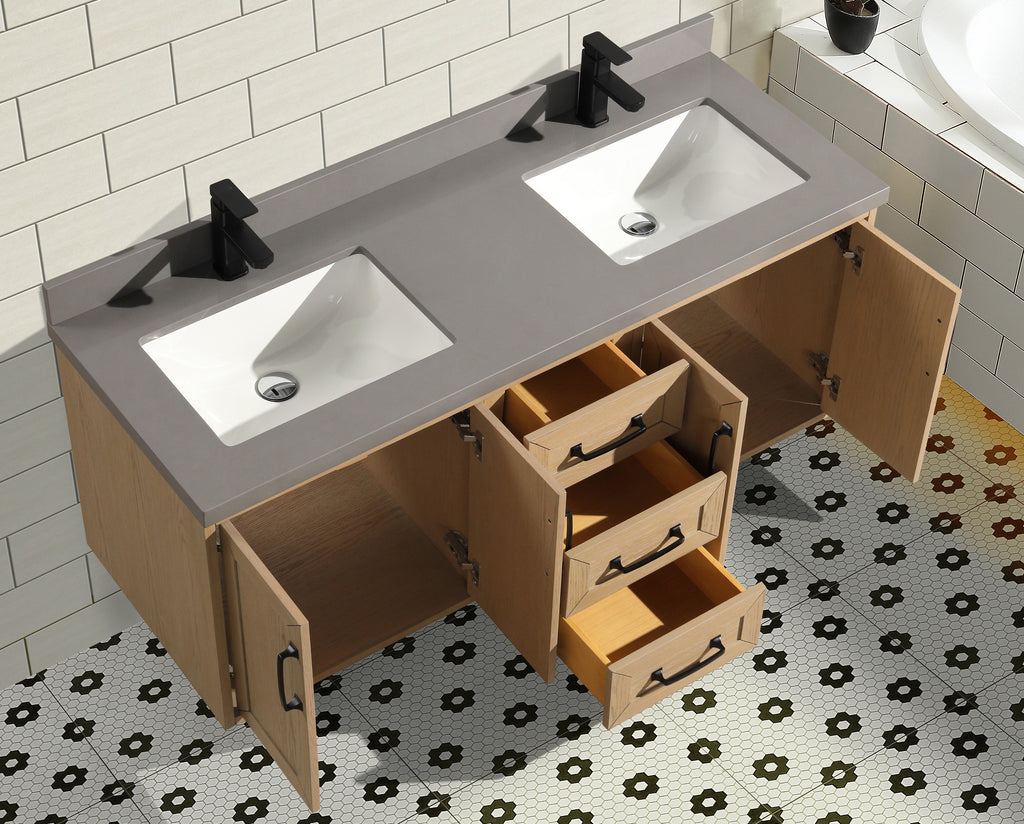 Venice 55" Floating Bathroom Vanity Oak Gray – Ari Bath, LLC