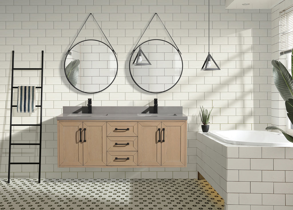 Venice 55" Floating Bathroom Vanity Oak Gray – Ari Bath, LLC