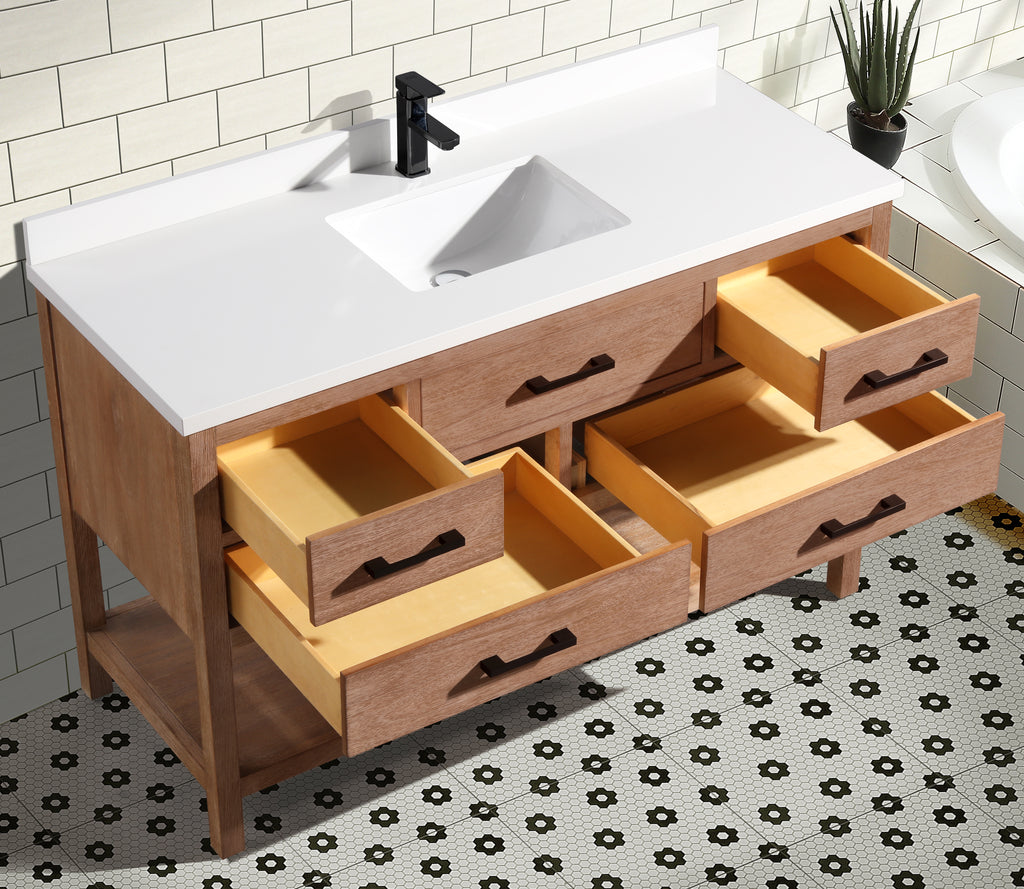 Betty 55" Bathroom Vanity Weathered Brown – Ari Bath, LLC
