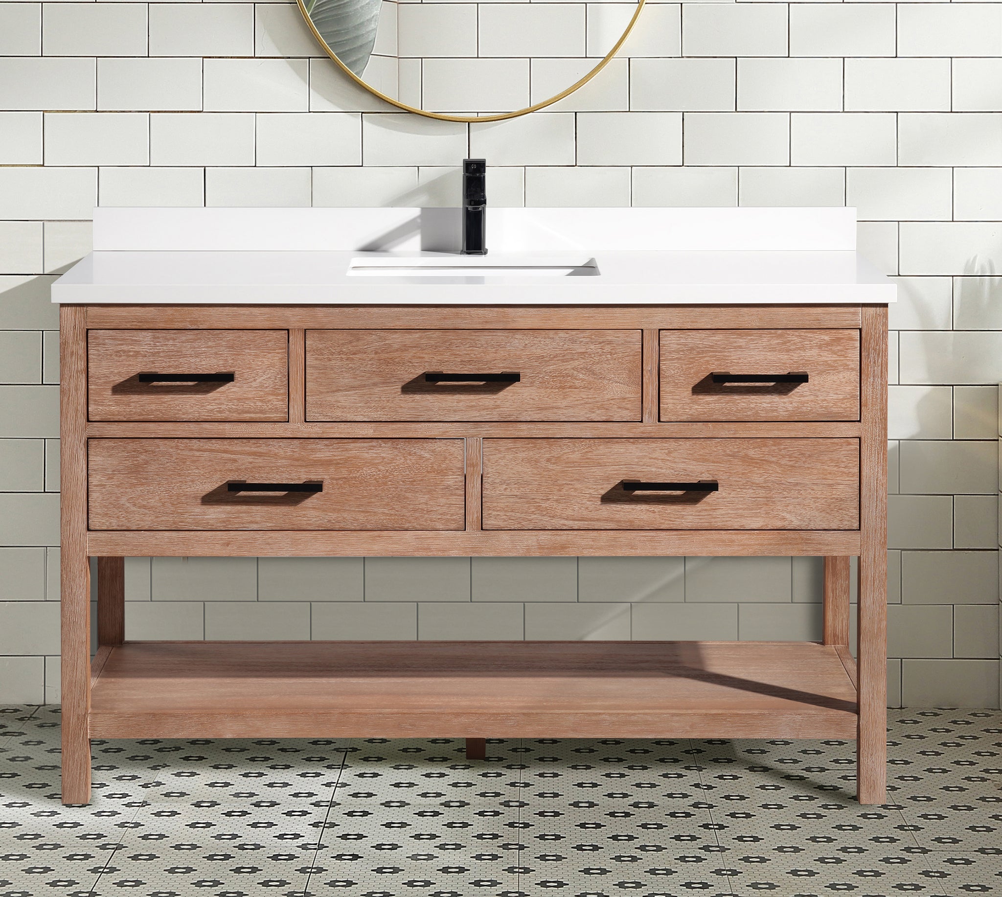Betty 55" Bathroom Vanity Weathered Brown – Ari Bath, LLC